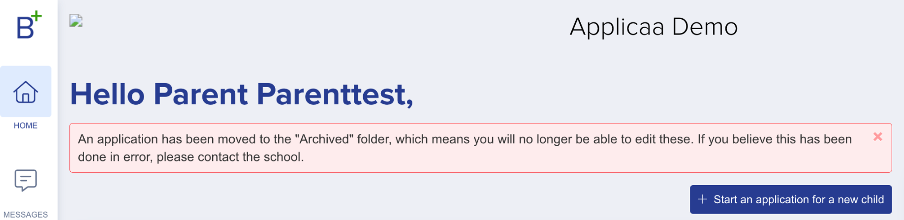 Adding applications to the ‘Archive’ folder on the parent dashboard in ...