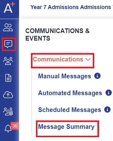 Messages Summary Area