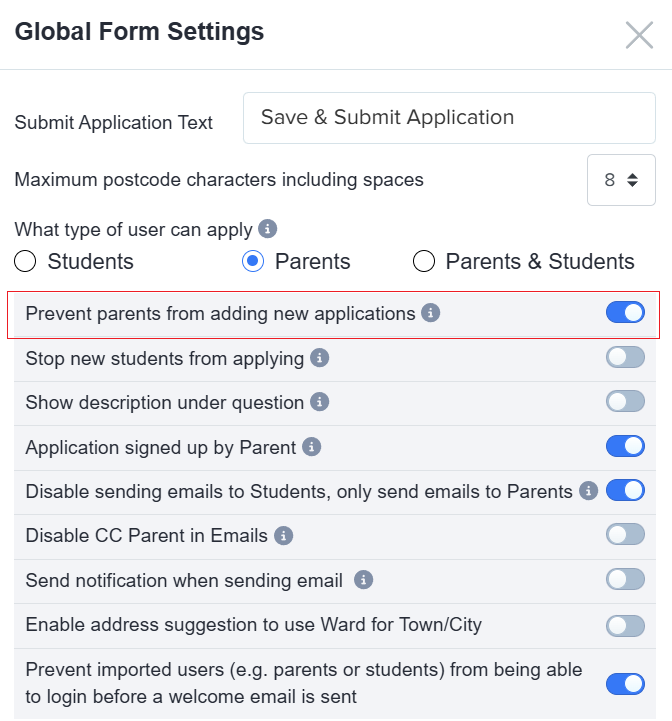 Global Form Settings in B+