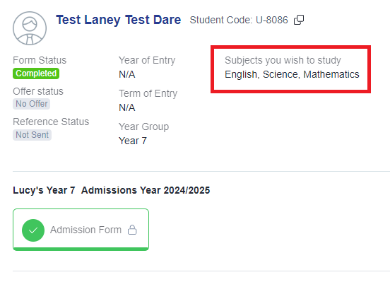 How to make a subject change on an application form, or at offer stage ...