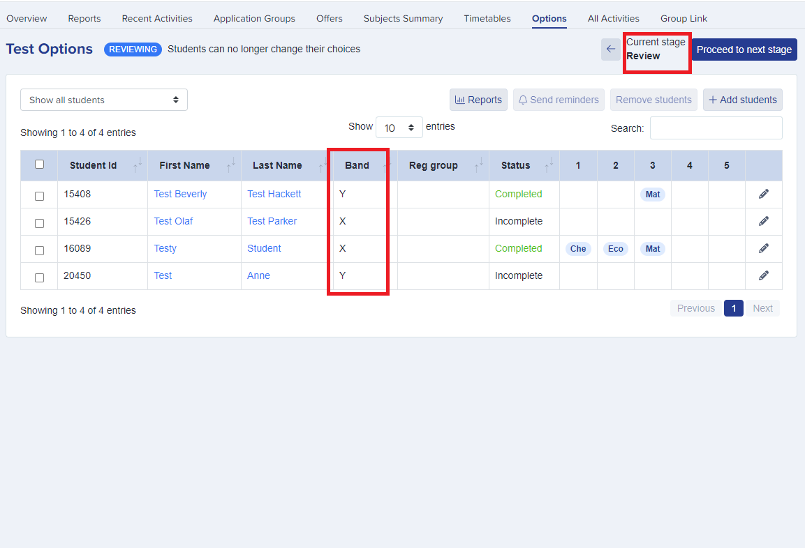 Efficiently Assigning Bands on GCSE Options Module (Year 9)