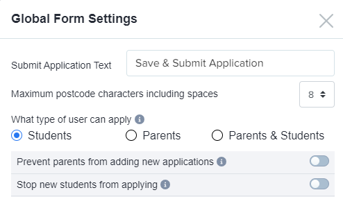 How to open and close your application form