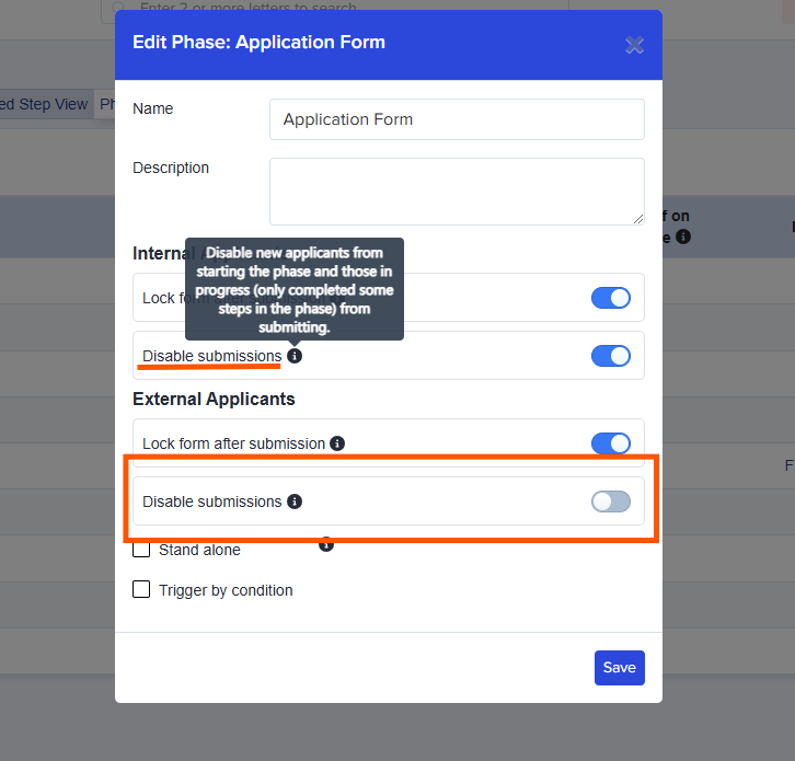 Closing Applications, Disabling Submissions, and Managing Editing ...