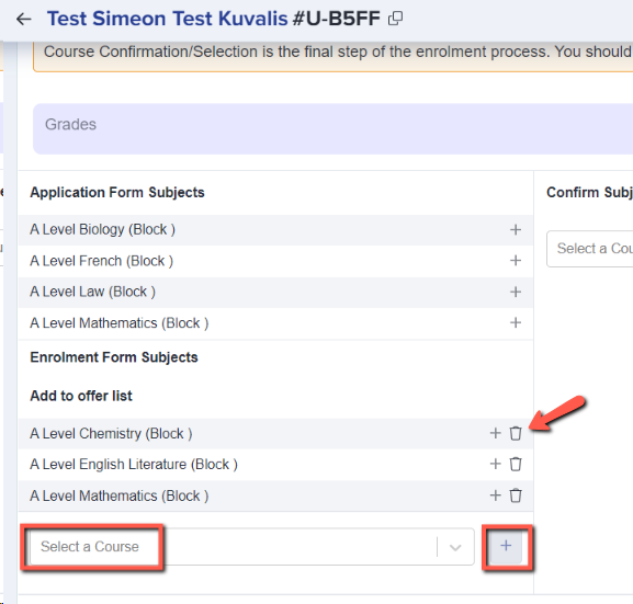 How to make a subject change on an application form, or at offer stage ...