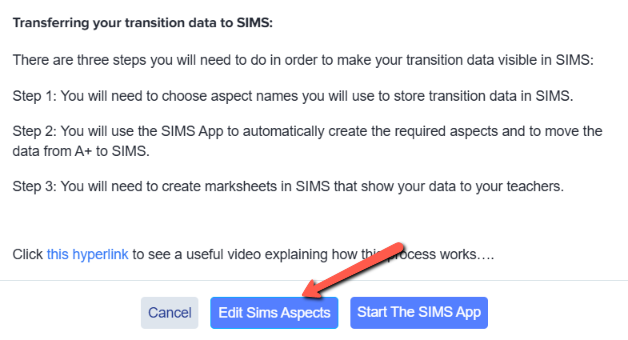Using the Transition Tool to export to SIMS