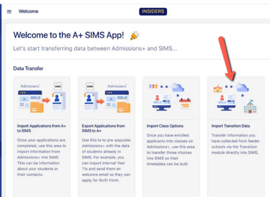 Using the Transition Tool to export to SIMS