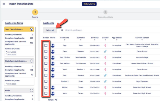 Using the Transition Tool to export to SIMS