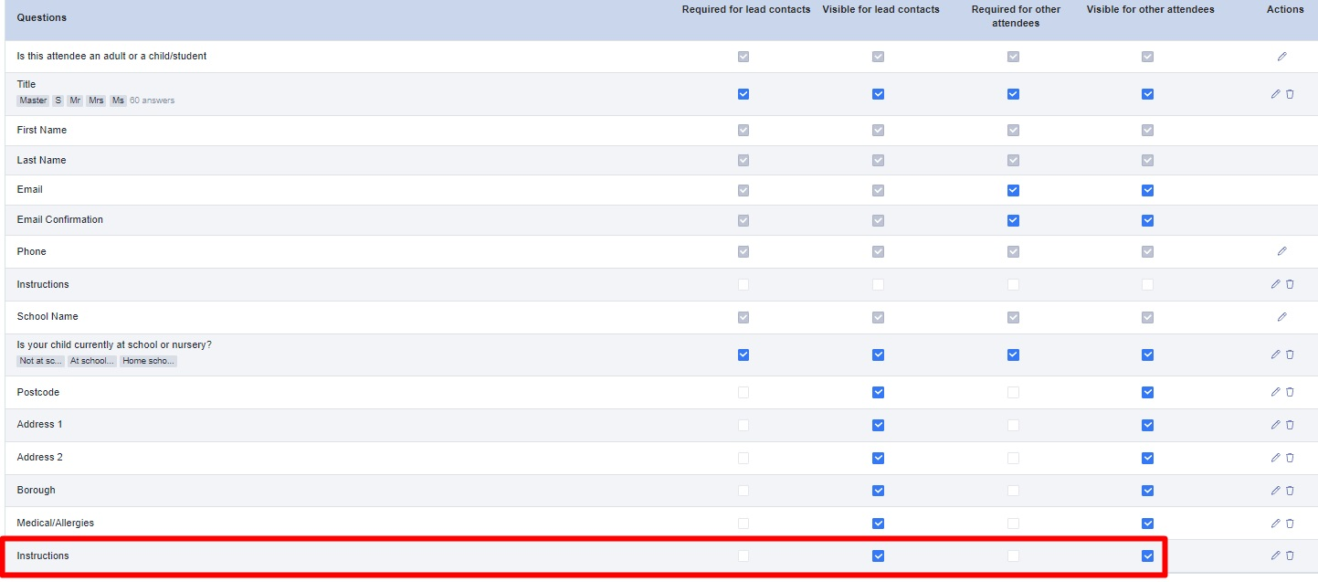 How to create a new event question template