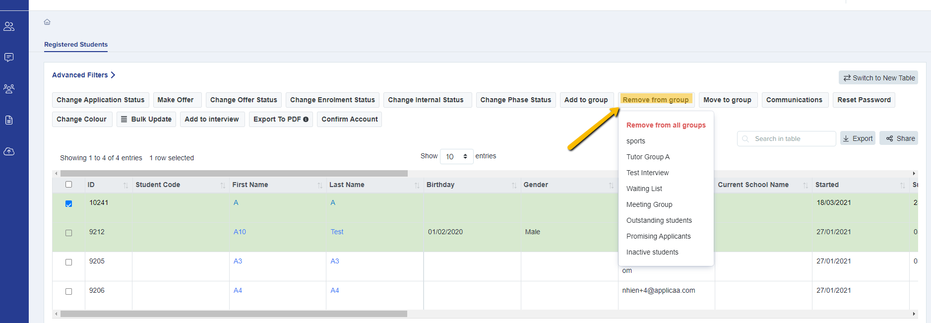 How to Add Students to an Application Group